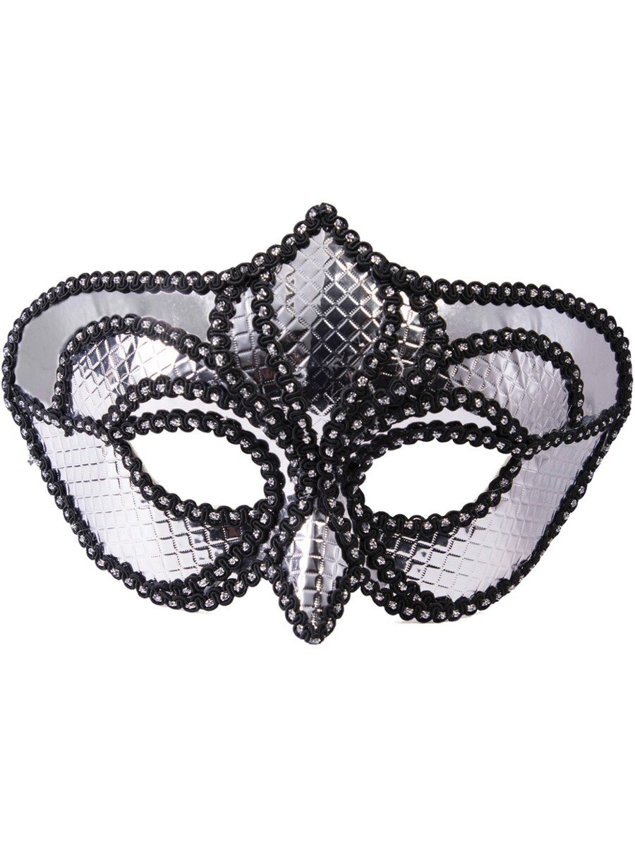 Silver Cyborg Sequin Venetian Carnival Party Mask Costume Accessory ...