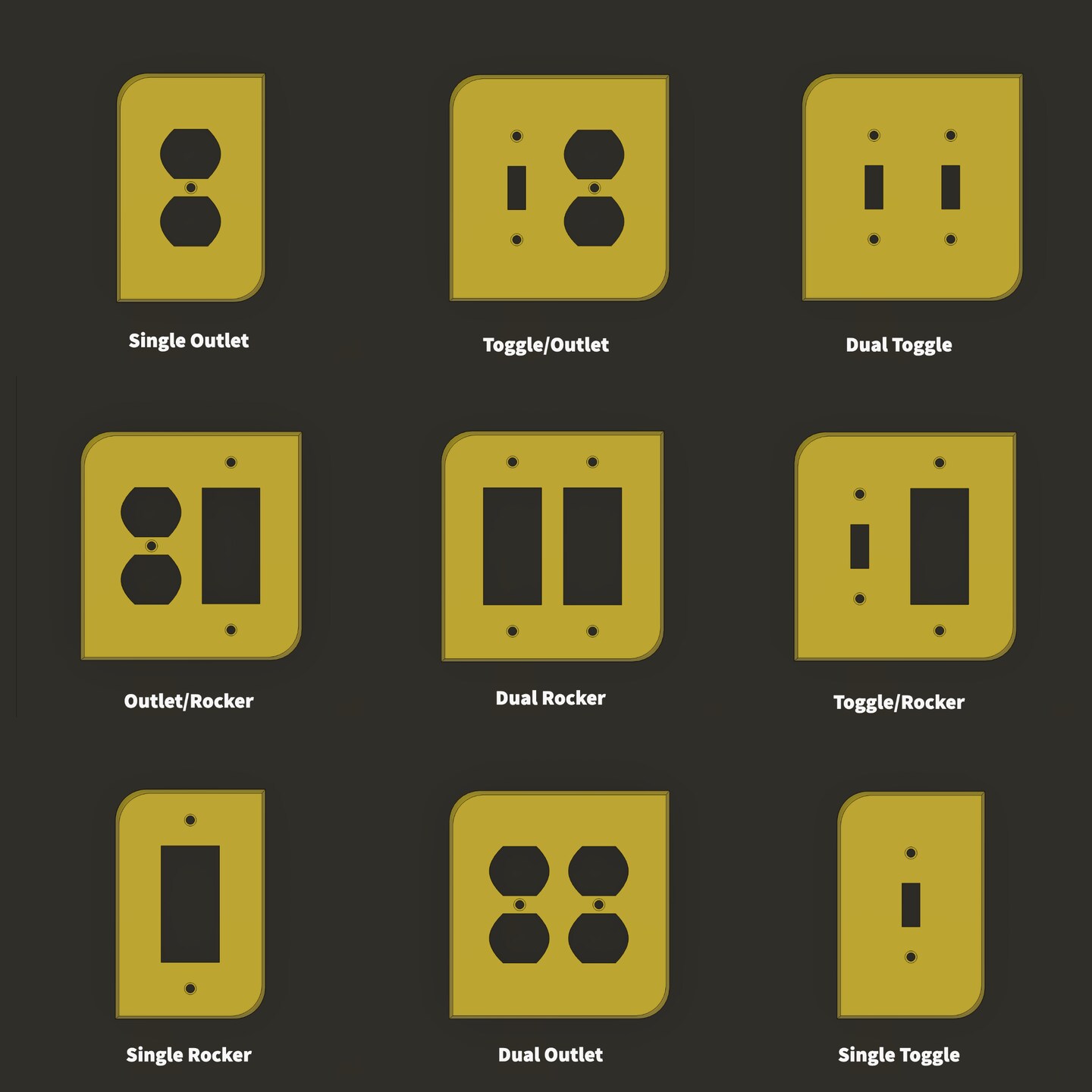 Minimalist Mid Century Modern Rounded Dual Toggle Switch Plate Cover ...