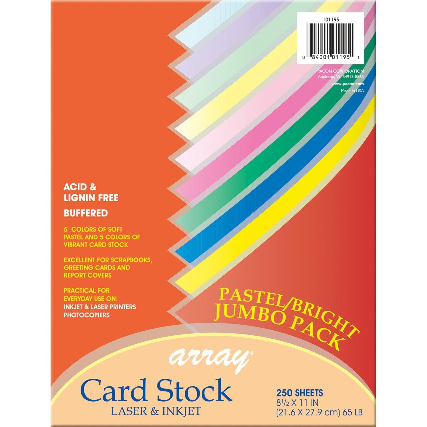 Pastel & Bright Card Stock Assortment, 10 Colors, 8-1/2" x 11", 250 ...