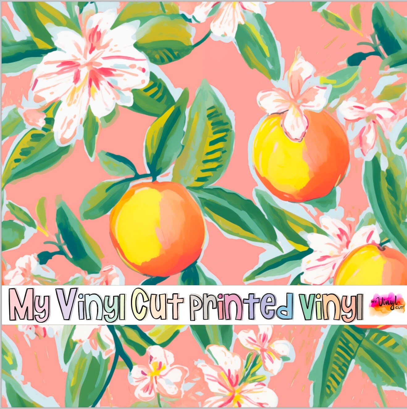 12 x 12 inch Sheet of Printed Vinyl or HTV in the Preppy Fruit P ...