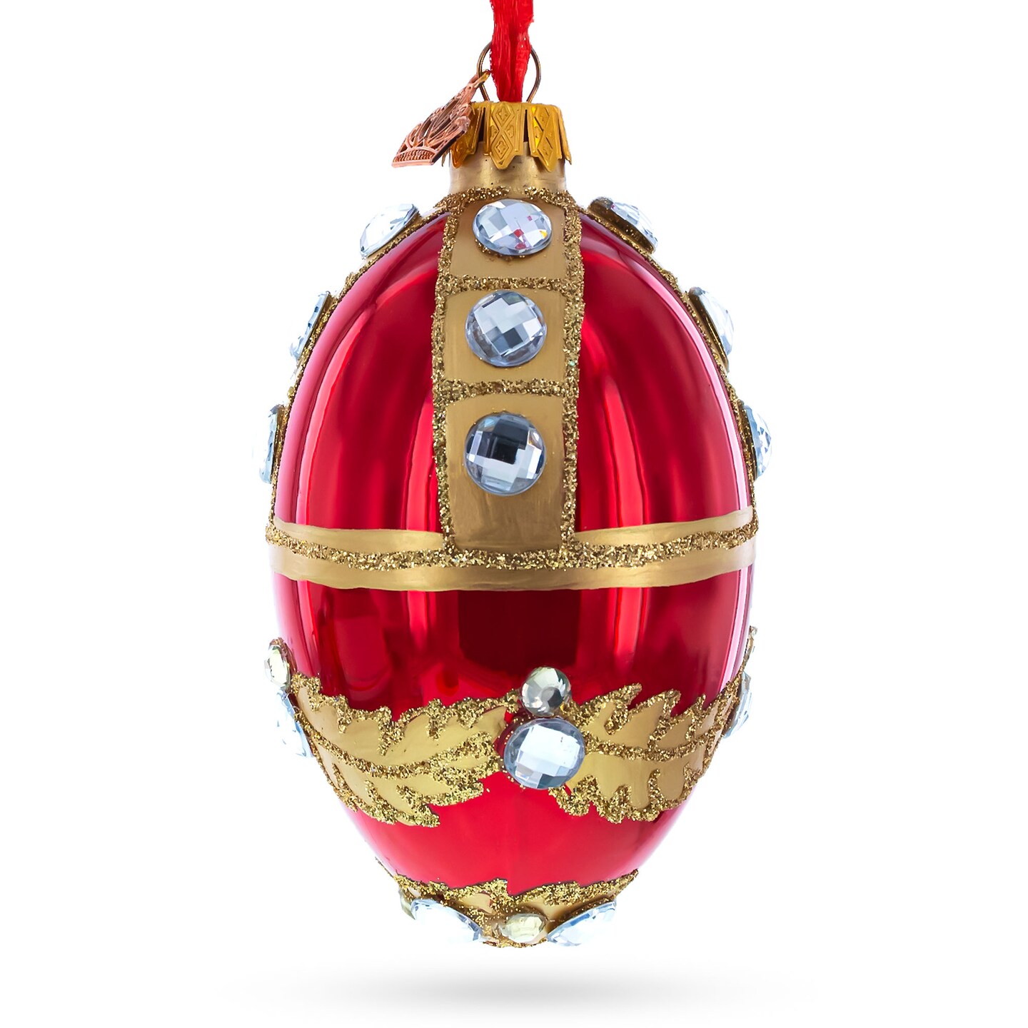 Diamonds on Red Glass Egg Ornament 4 Inches | Michaels