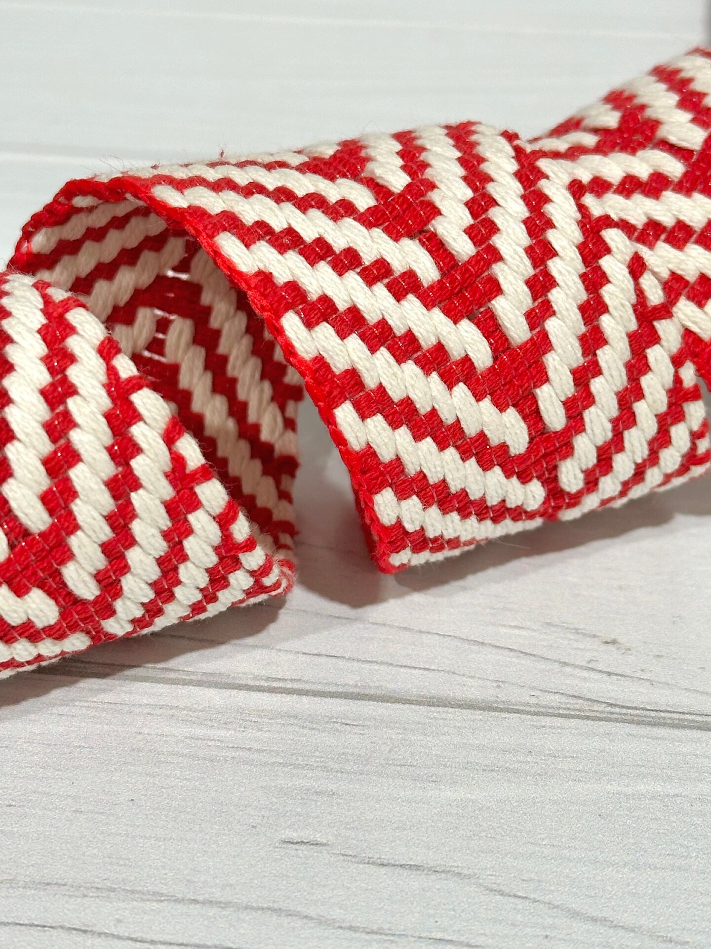 Red/White Woven Chevron 1.5” Webbing | Michaels