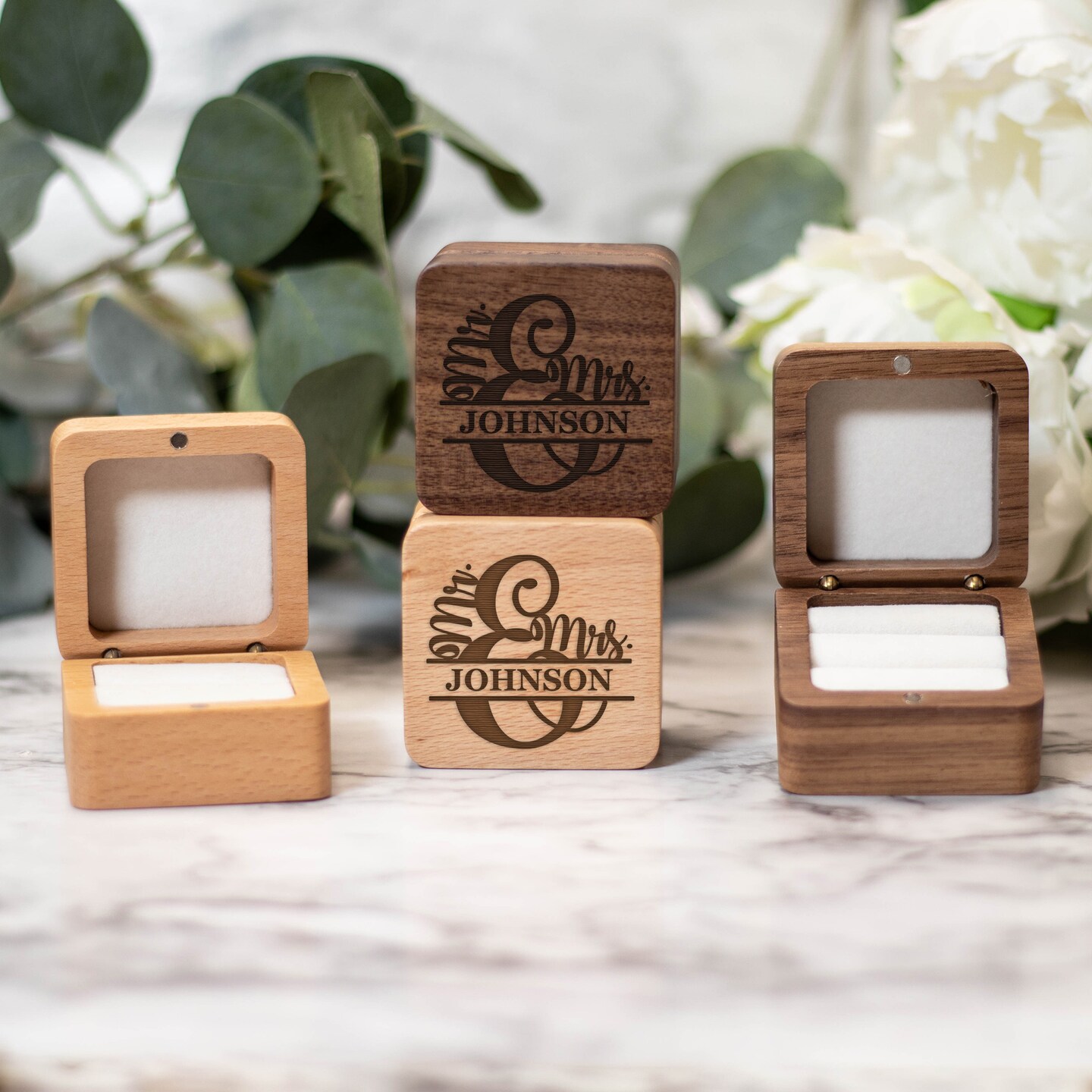 Personalized Wedding Ring Box | Maple Or Walnut Wood | Wedding Proposal ...