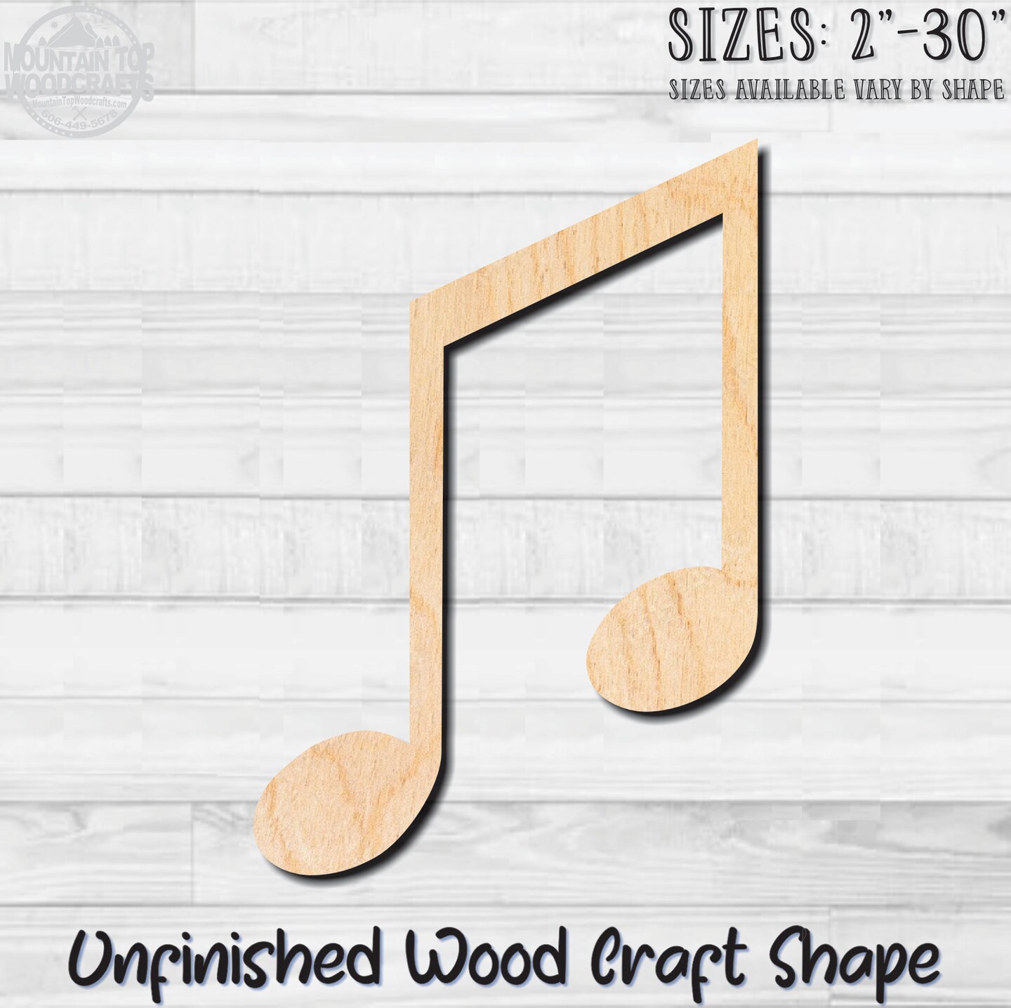 Double 8th Music Note Unfinished Wood Shape Blank Laser Engraved Cutout ...