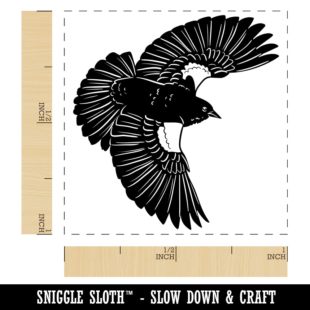 Red-Winged Blackbird Bird Flying Self-Inking Rubber Stamp Ink Stamper ...