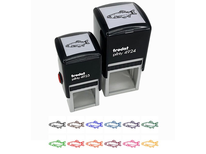 Rainbow Trout Fish with Spots Fishing Self-Inking Rubber Stamp Ink ...