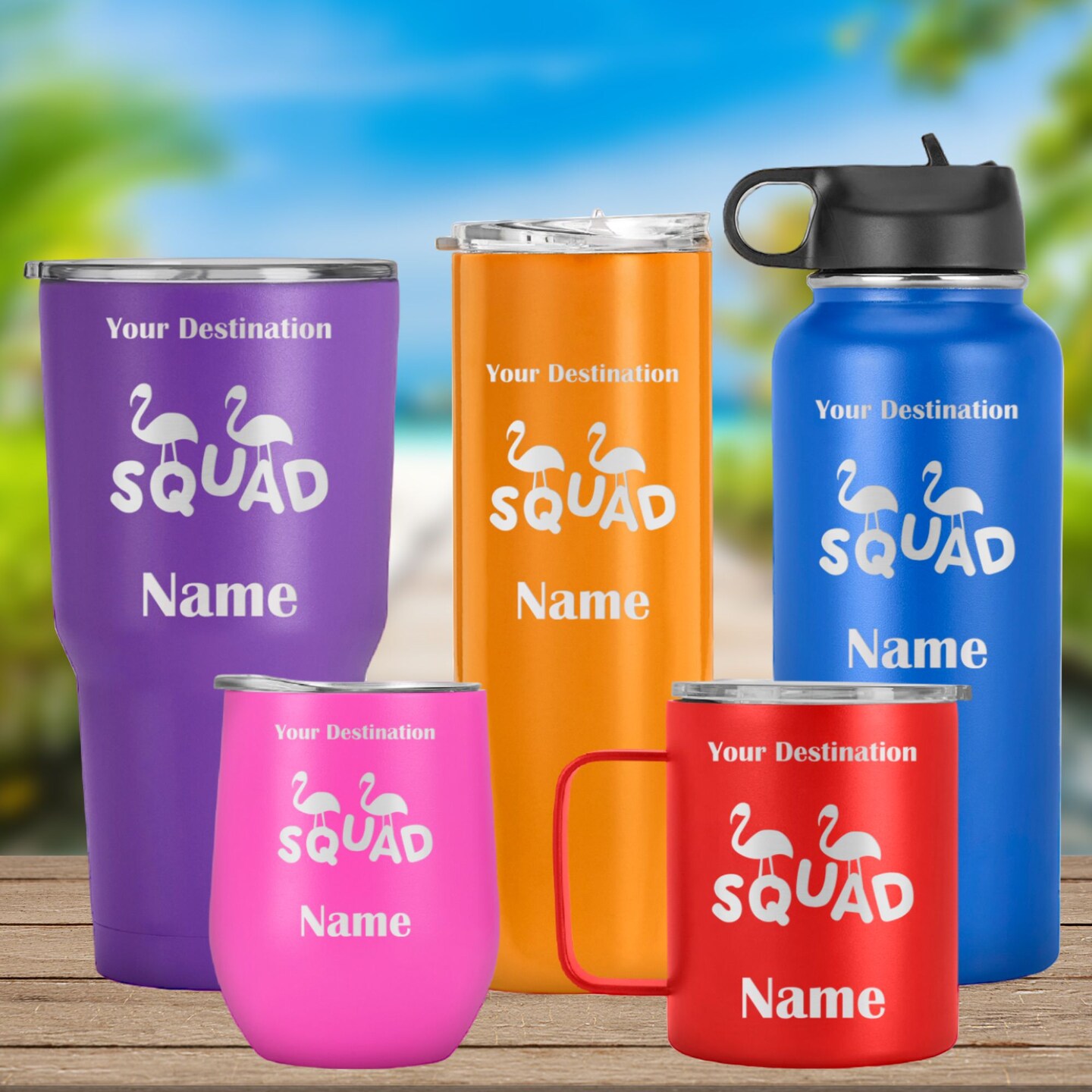 Stainless Steel Squad Customized Name Tumbler, Laser Engraved Double ...