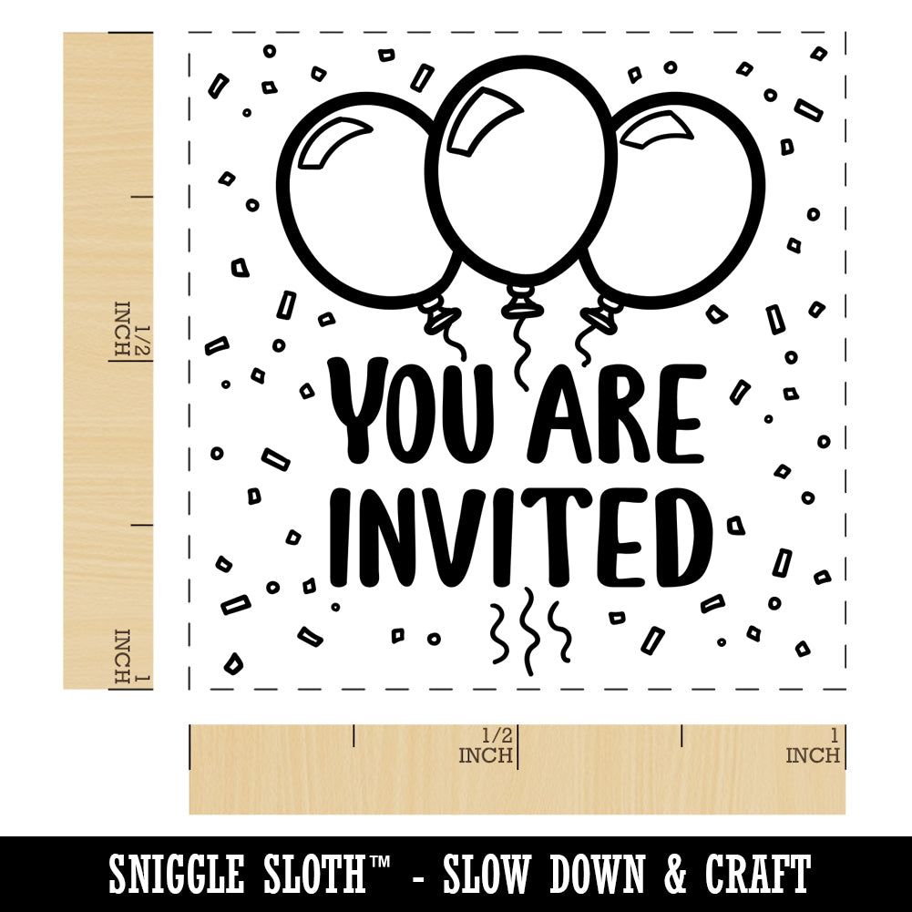 You Are Invited Birthday Balloons Self-Inking Rubber Stamp Ink Stamper ...