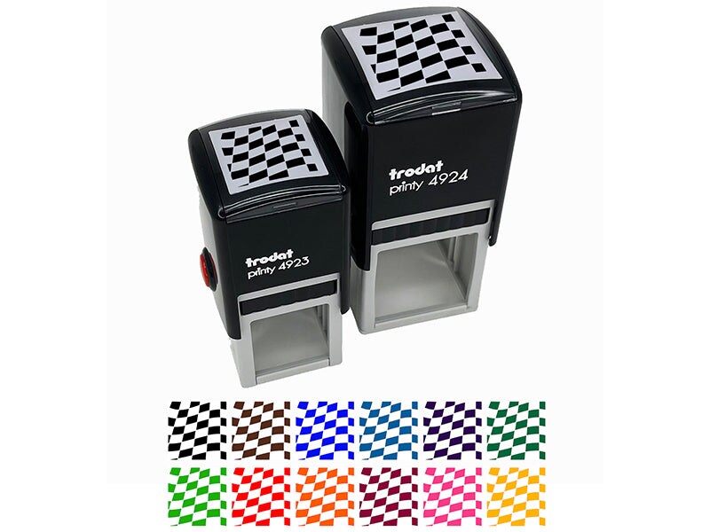 Waving Racing Checkered Flag Pattern Self-Inking Rubber Stamp Ink ...