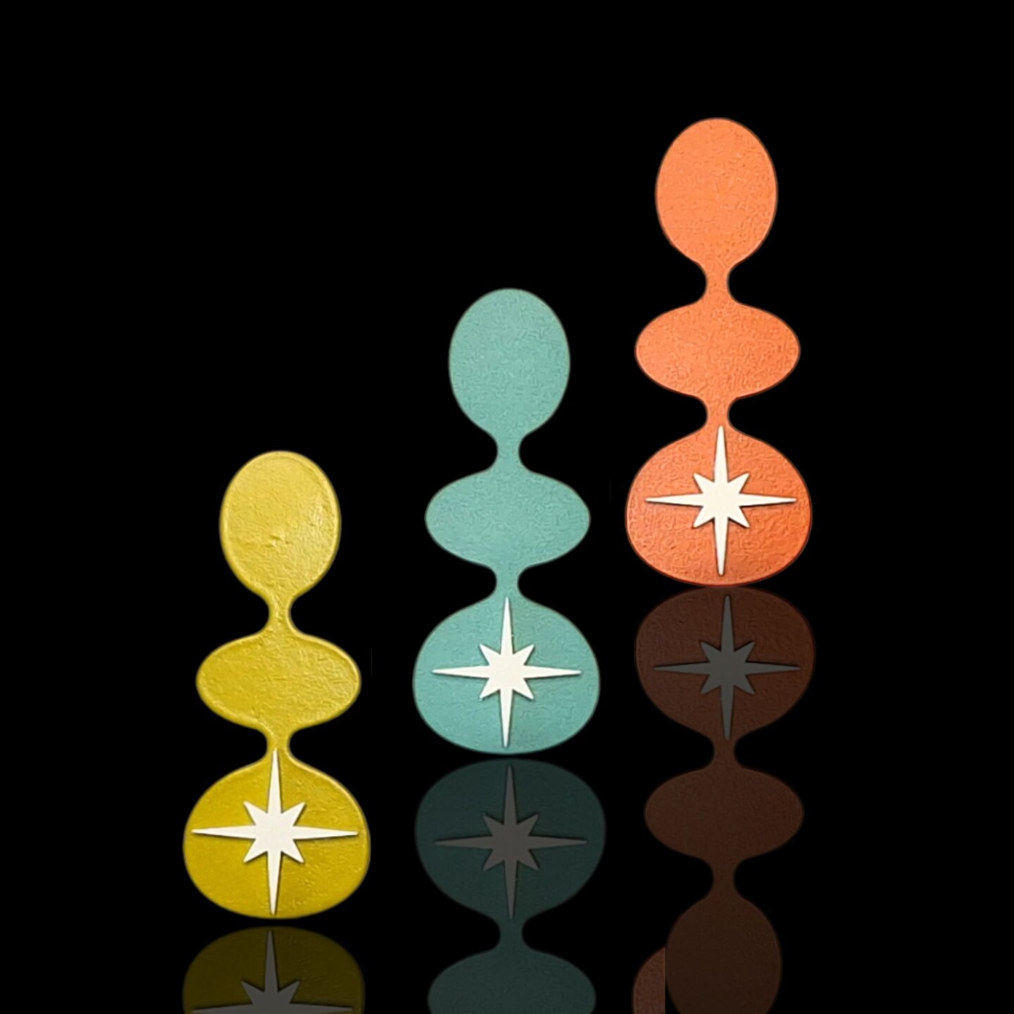 Mid Century Modern Geometric Magnets Set of 3 Retro Kitchen Decor MCM ...