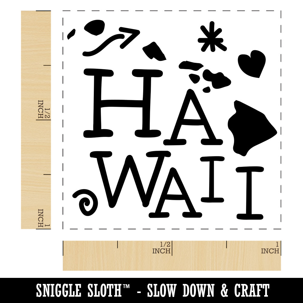 Hawaii State with Text Swirls Self-Inking Rubber Stamp Ink Stamper ...