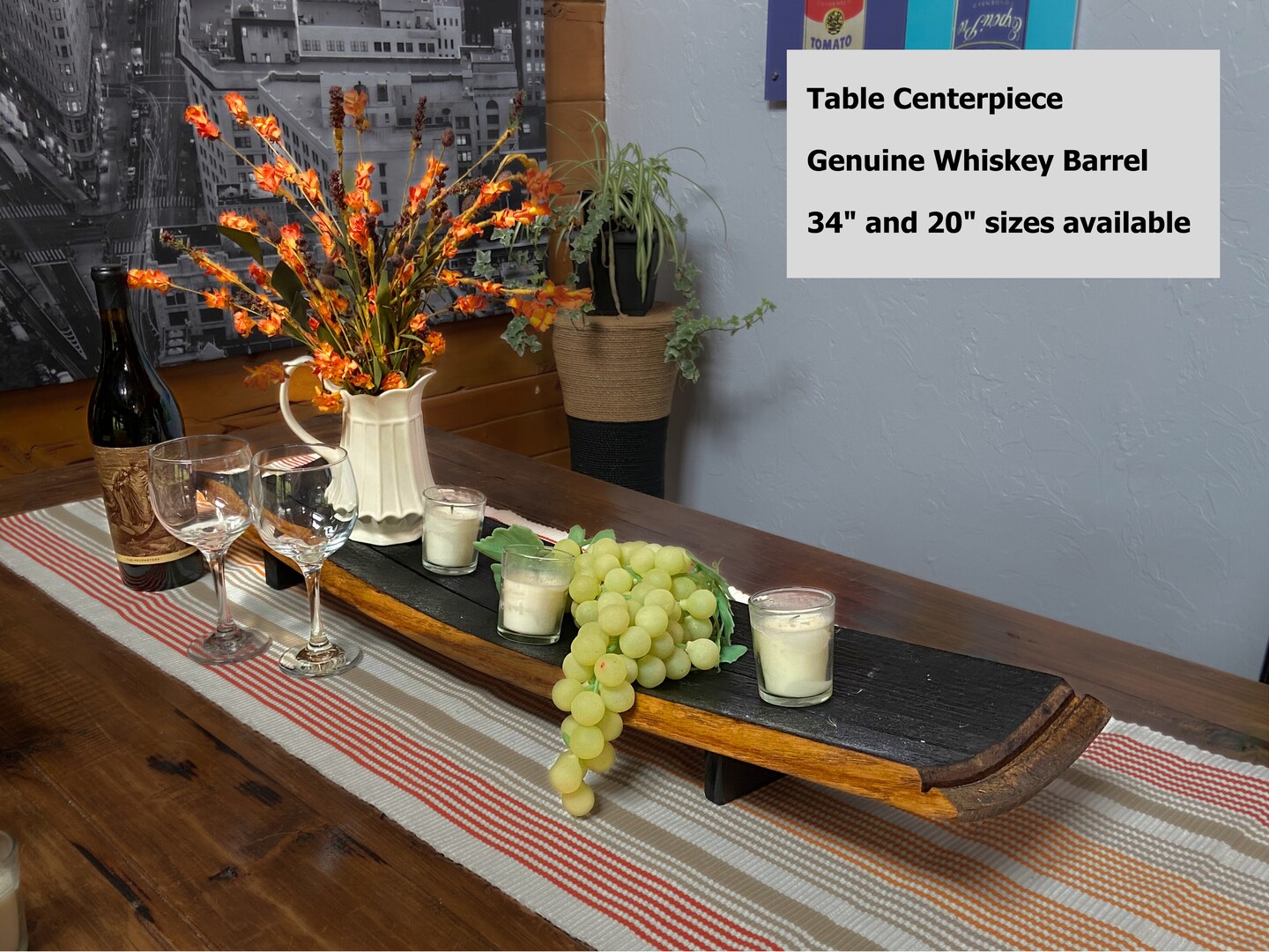 Rustic Bourbon Barrel Table Centerpiece - Handcrafted Whiskey Decor ...