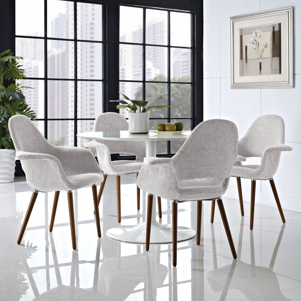 Modway Aegis Dining Armchair Set of 4-EEI-1330, Color: Grey, Size: Set ...