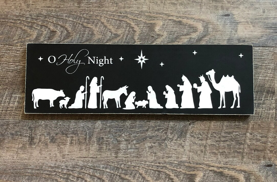Nativity Scene Sign, Christmas Nativity Scene Wall Art, Wood Nativity ...