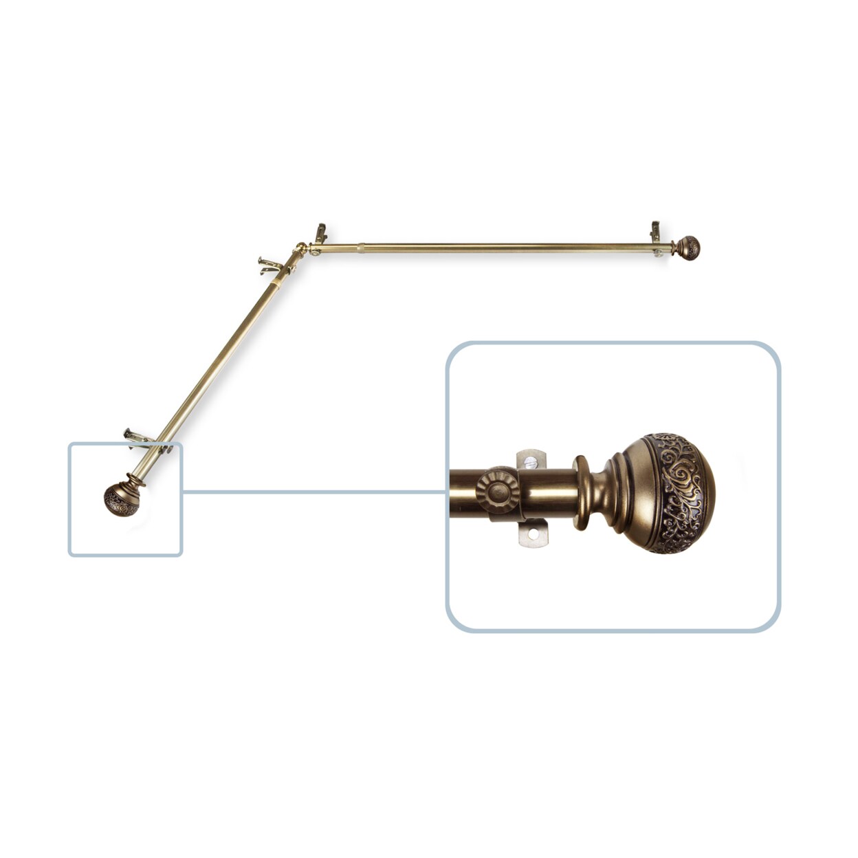 Hermosa Home Camille 13 by 16" Corner Window Curtain Rod - Antique ...