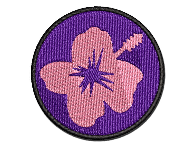 Hibiscus Hawaii Tropical Flower Multi-Color Embroidered Iron-On Patch ...
