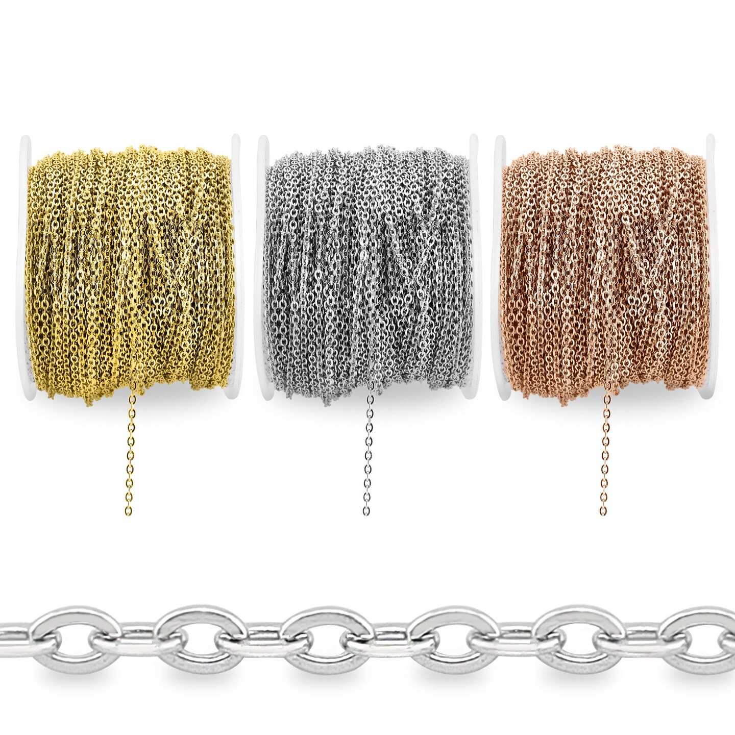 Stainless Steel 1.5mm Oval Loop Chain 164' Spool 50 meter | Michaels