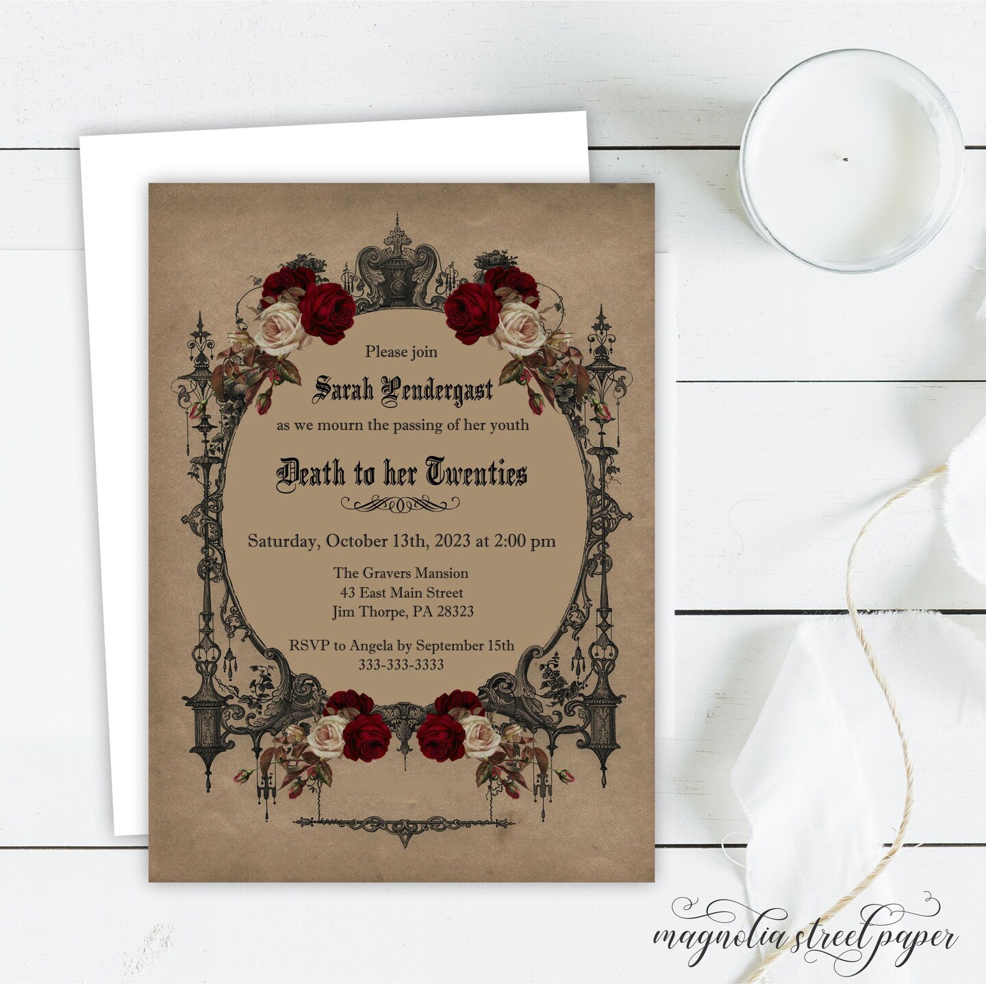 Halloween Birthday Invitation, Vintage Goth Say Goodbye to 20s, 30s ...