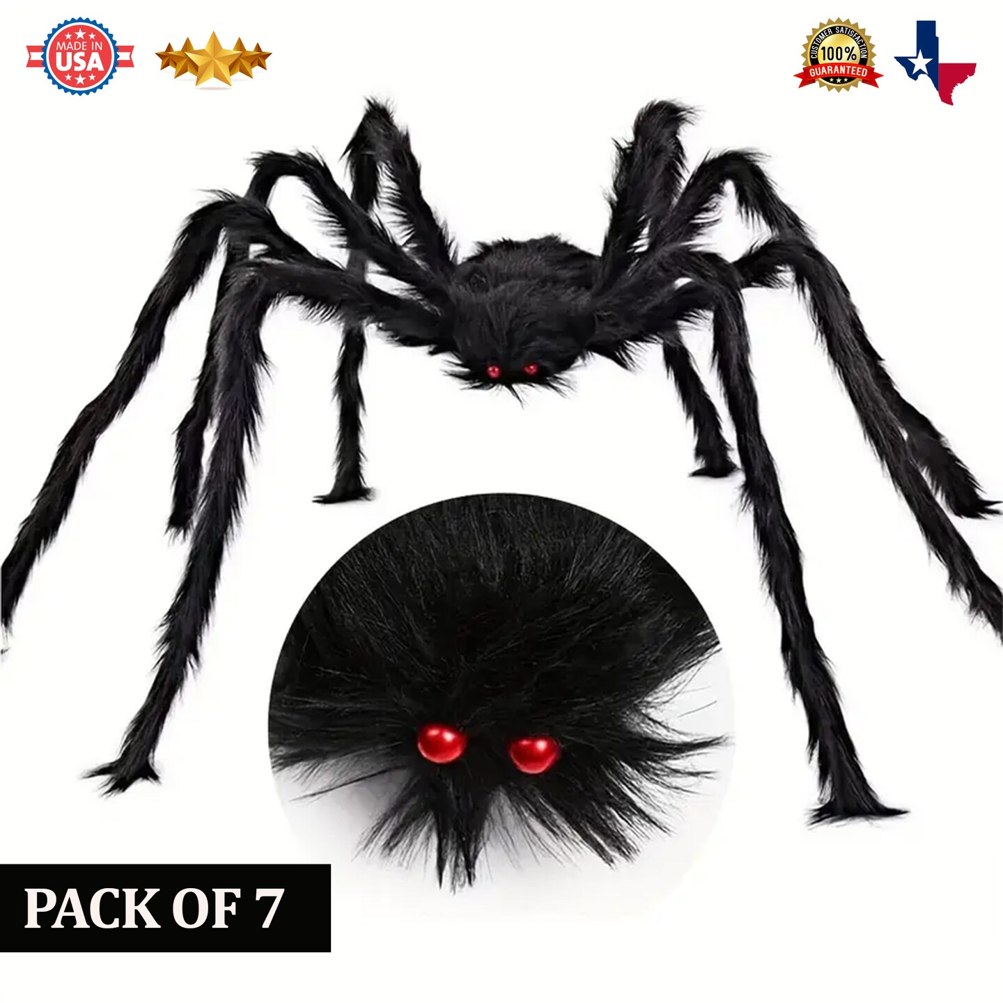 5pc per pack, Scary Halloween Spider 19.6in Fake Large Spider Hairy ...