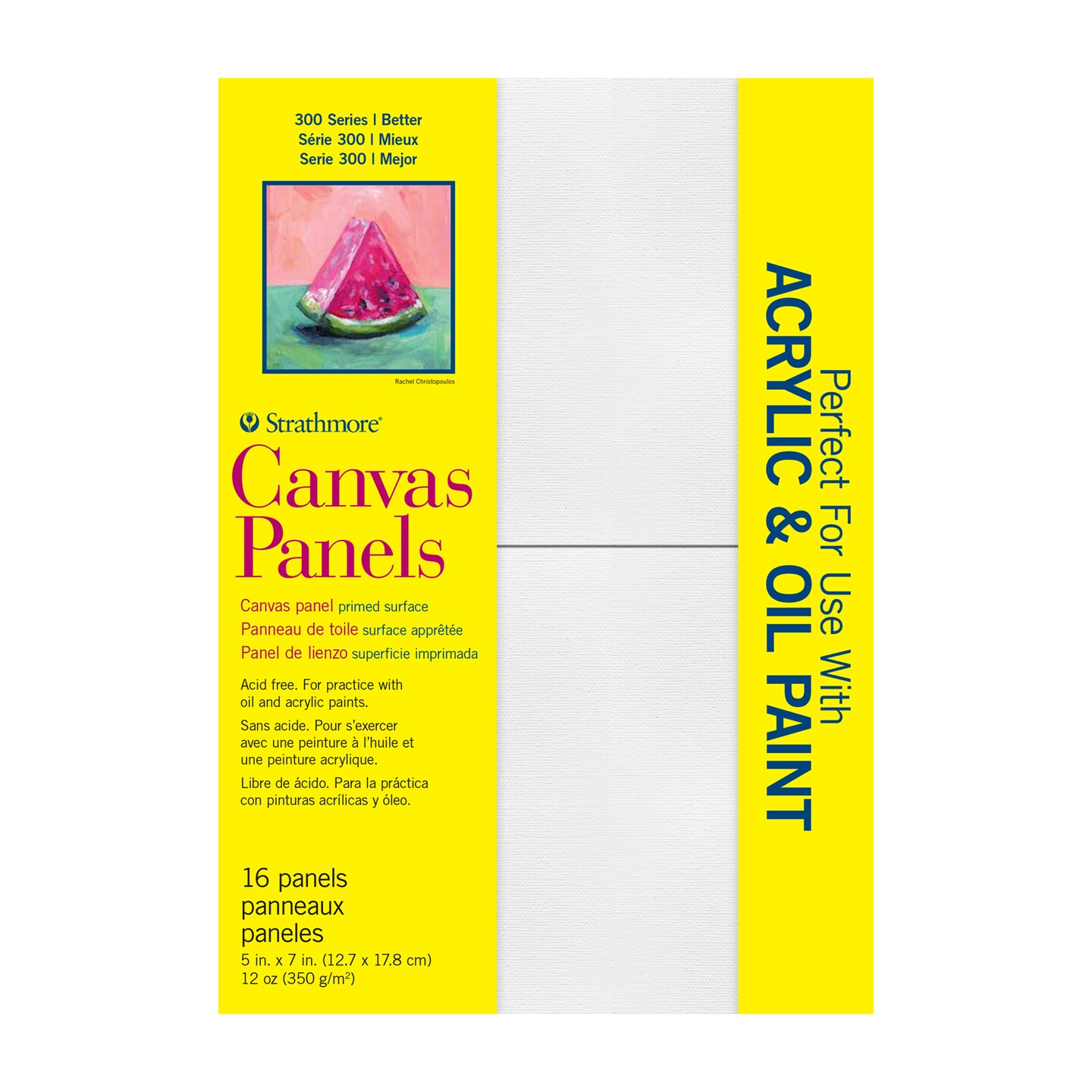 Strathmore 300 Series Canvas Panels, White, 5x17 inches, Pack of 16 ...