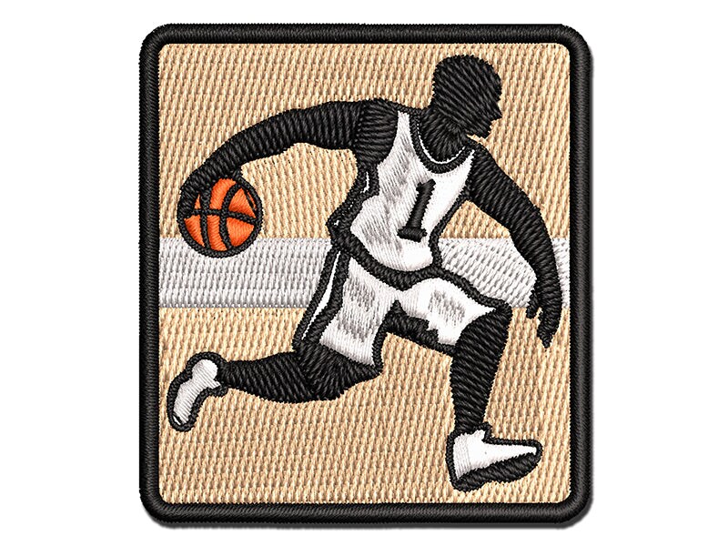 Basketball Player Dribbling Ball Running Multi-Color Embroidered Iron ...
