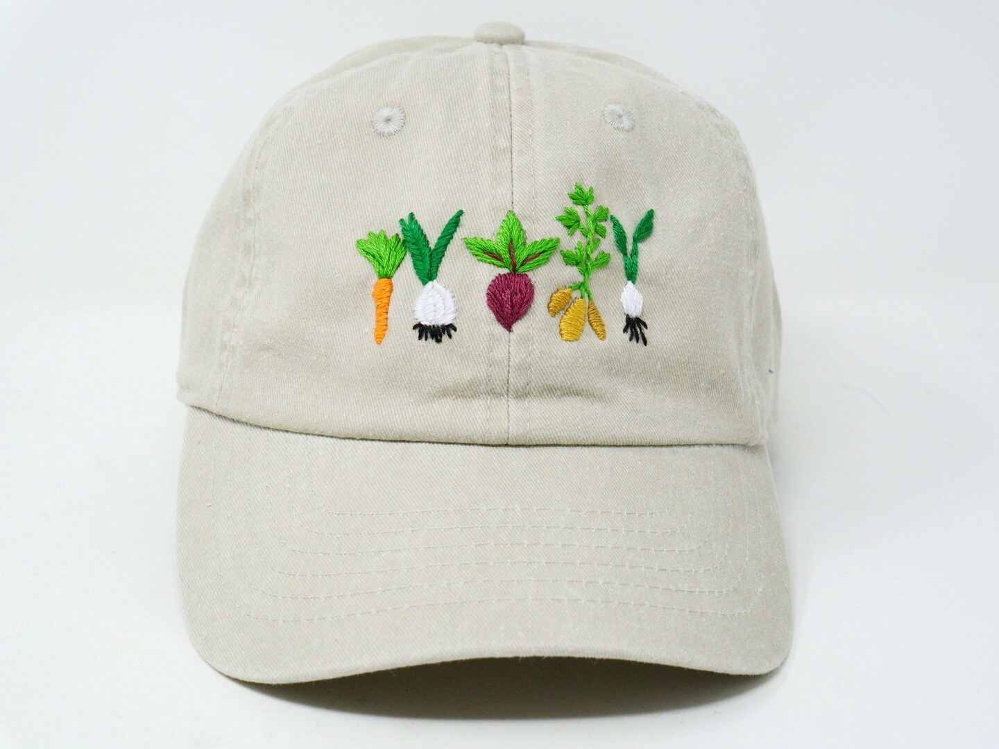 Hand Embroidered Mixed Vegetable Vege Garden Baseball Hat Curved Brim ...