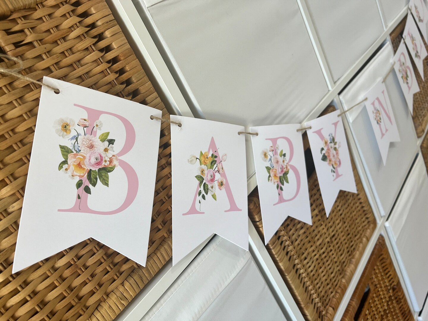 Baby in Bloom Baby Shower Banner - available in Pink Letters or Multi ...