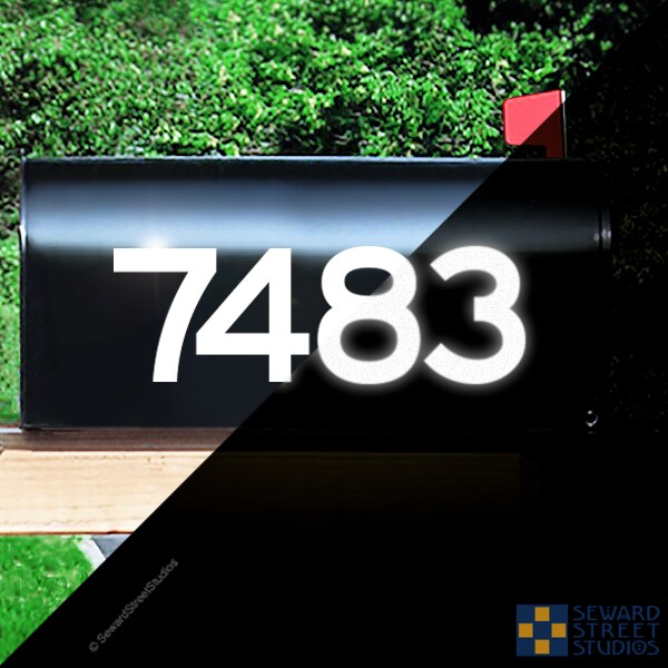 Reflective Bold Mailbox Numbers Decal, Up to 4" High Custom Address ...