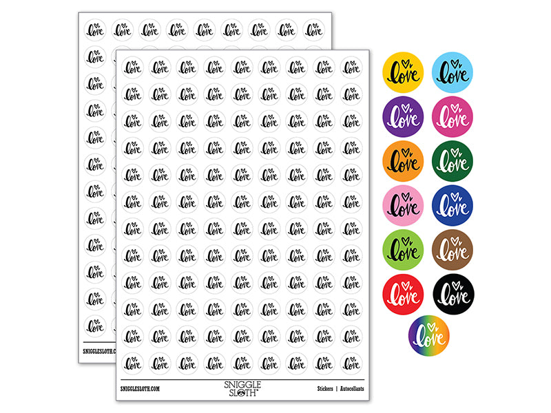 Handwritten Love Script with Hearts 200+ 0.50" Round Stickers | Michaels