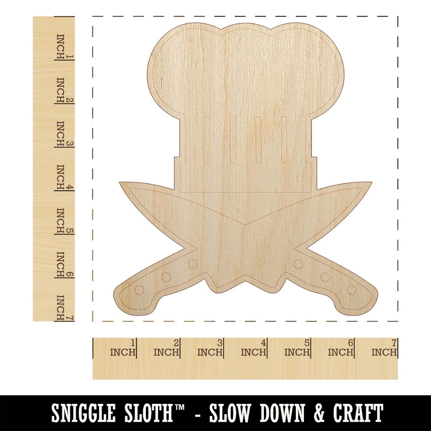 Chef Knife and Hat for Cooking Unfinished Wood Shape Piece Cutout for ...