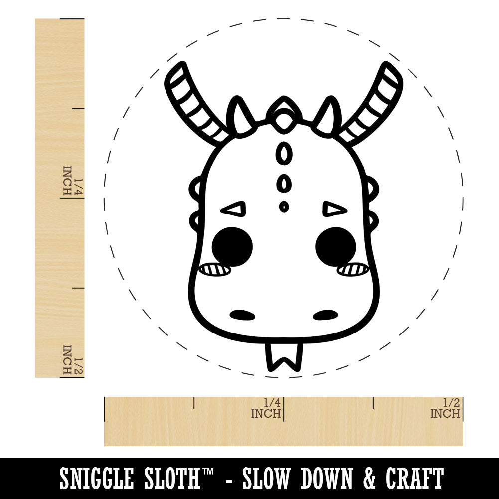 Charming Kawaii Chibi Dragon Face Blushing Cheeks Fantasy Self-Inking ...