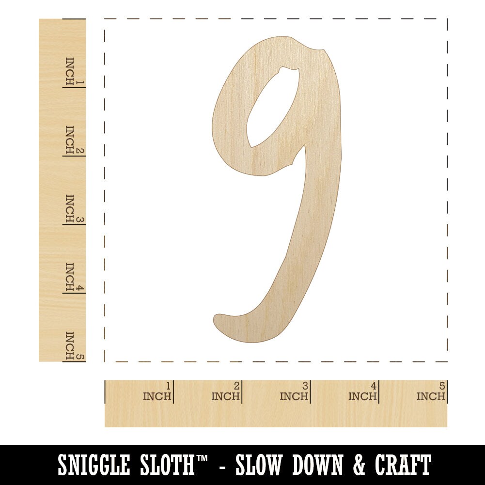 Number 9 Nine Felt Marker Font Unfinished Wood Shape Piece Cutout for ...