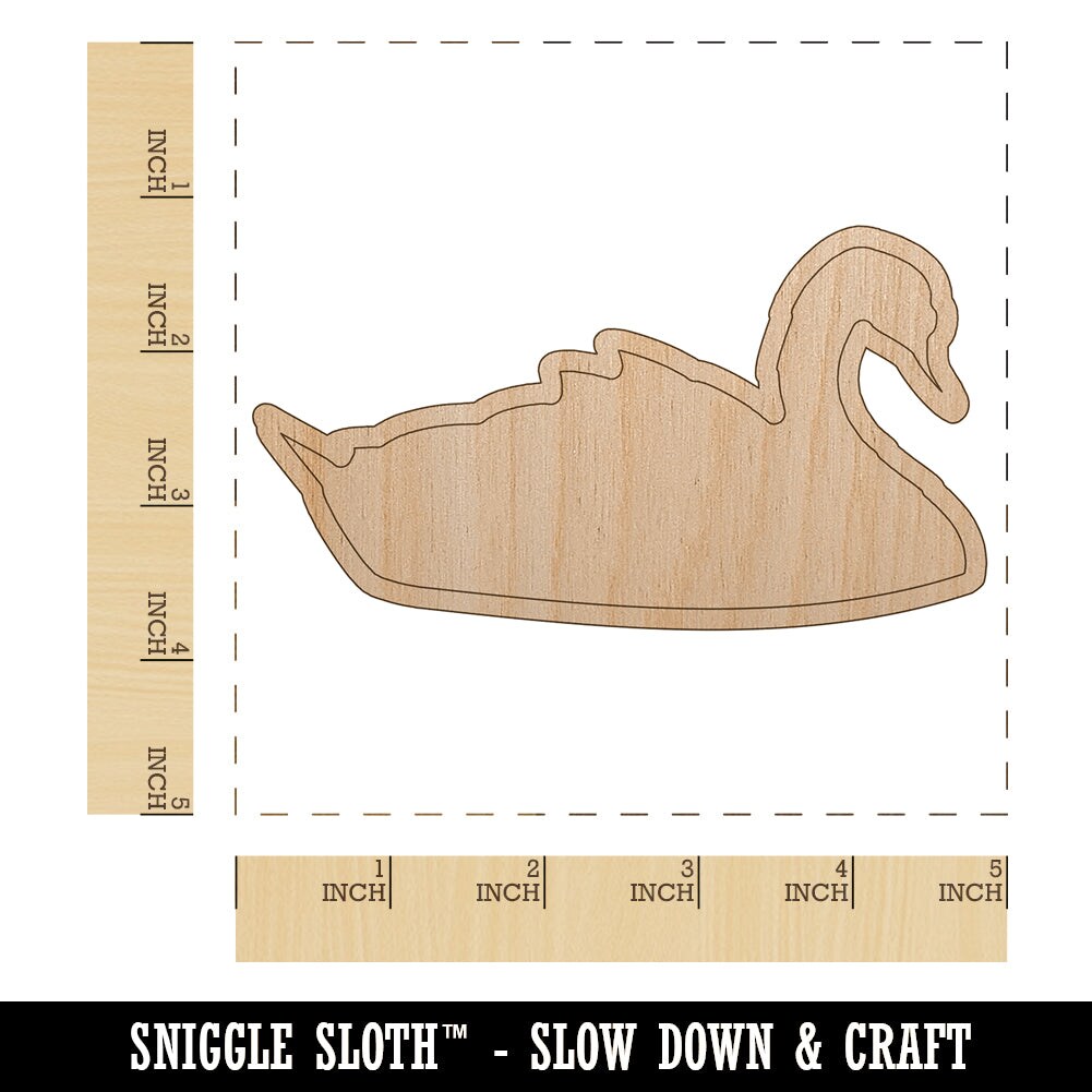 Swan Swimming Outline Unfinished Wood Shape Piece Cutout for DIY Craft ...
