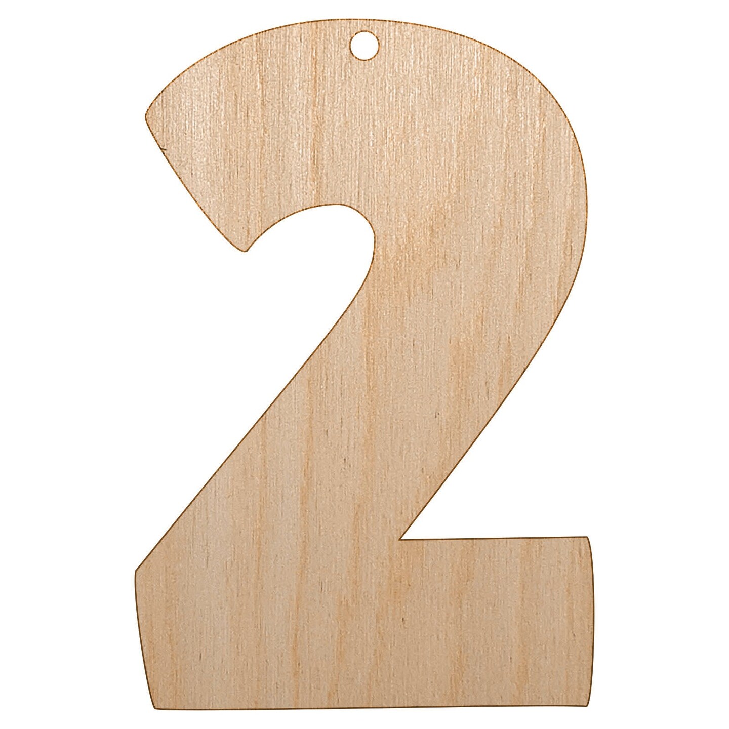 Number 2 Two Fun Bold Font Unfinished Craft Wood Holiday Christmas Tree ...