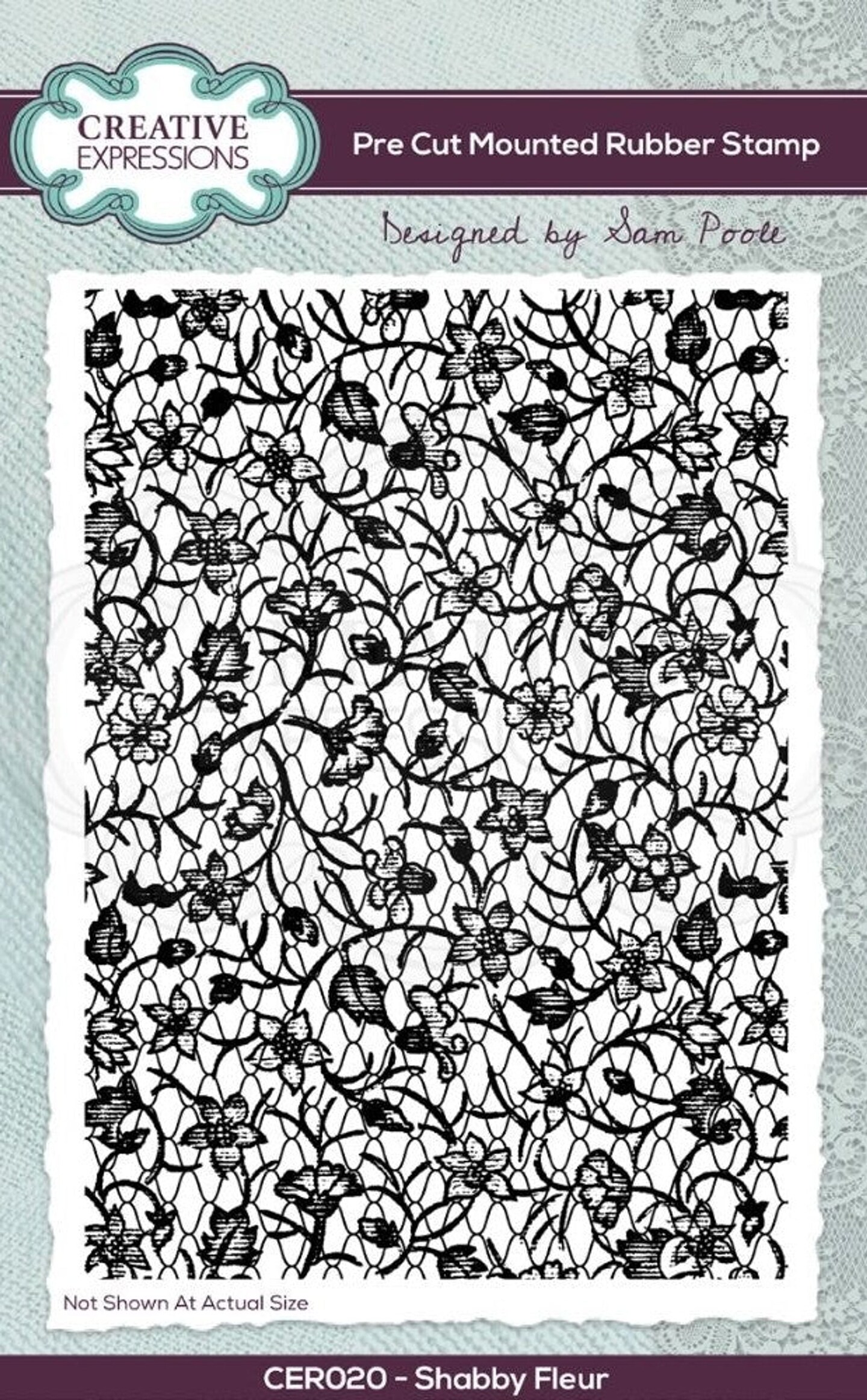 Creative Expressions Sam Poole Shabby Fleur A6 Pre Cut Rubber Stamp ...