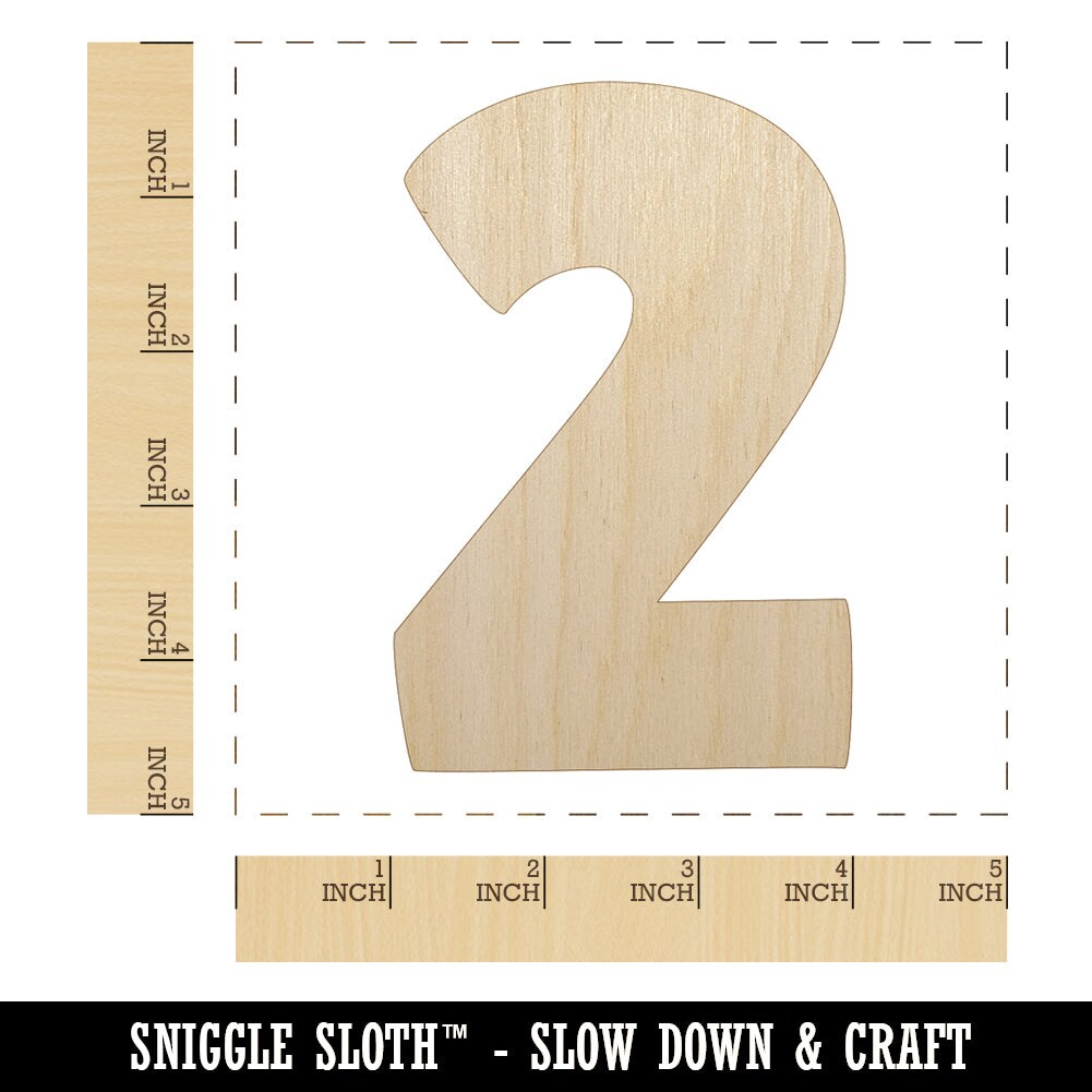 Number 2 Two Fun Bold Font Unfinished Wood Shape Piece Cutout for DIY ...