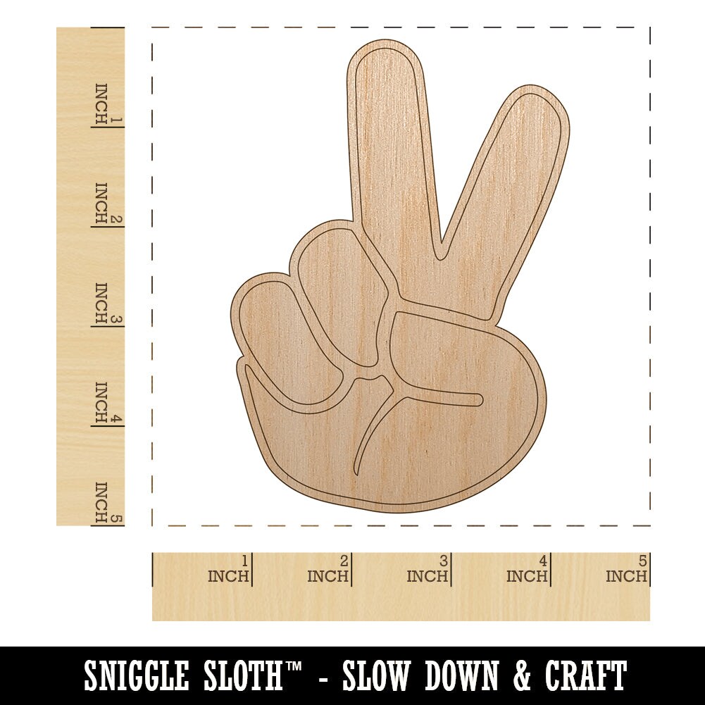 Peace Hand Sign Unfinished Wood Shape Piece Cutout for DIY Craft ...