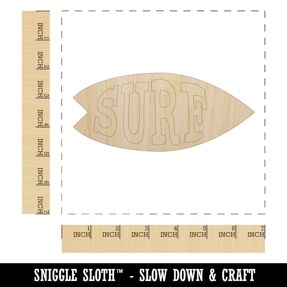 Surfing Surfboard Fun Text Unfinished Wood Shape Piece Cutout for DIY ...