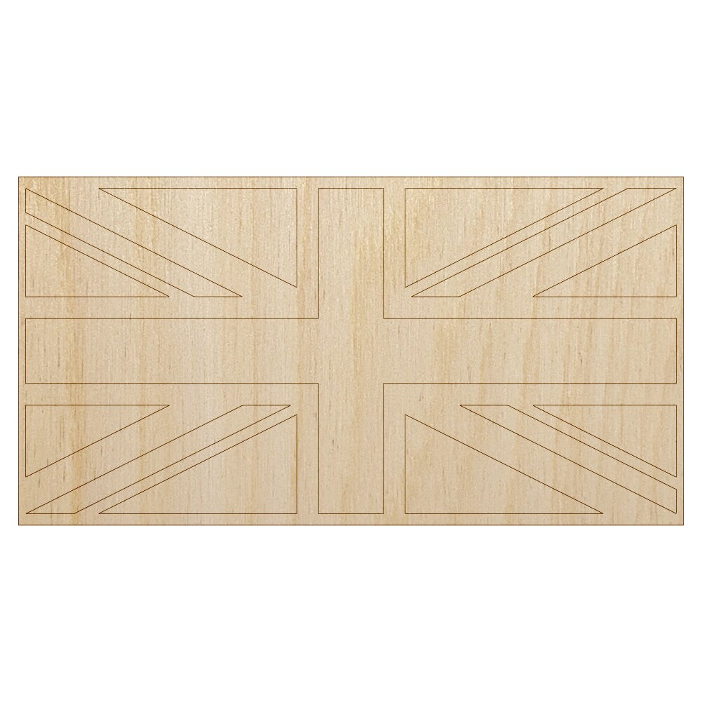 United Kingdom Flag Union Jack Unfinished Wood Shape Piece Cutout for ...