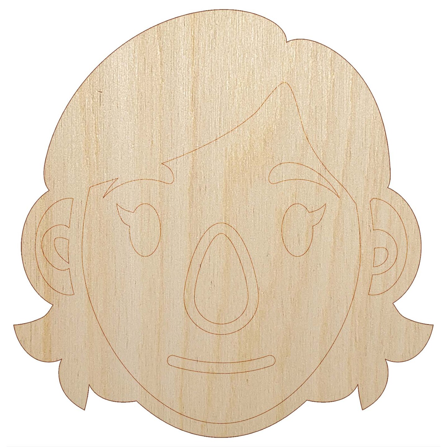 Human Female Character Face Unfinished Wood Shape Piece Cutout for DIY ...