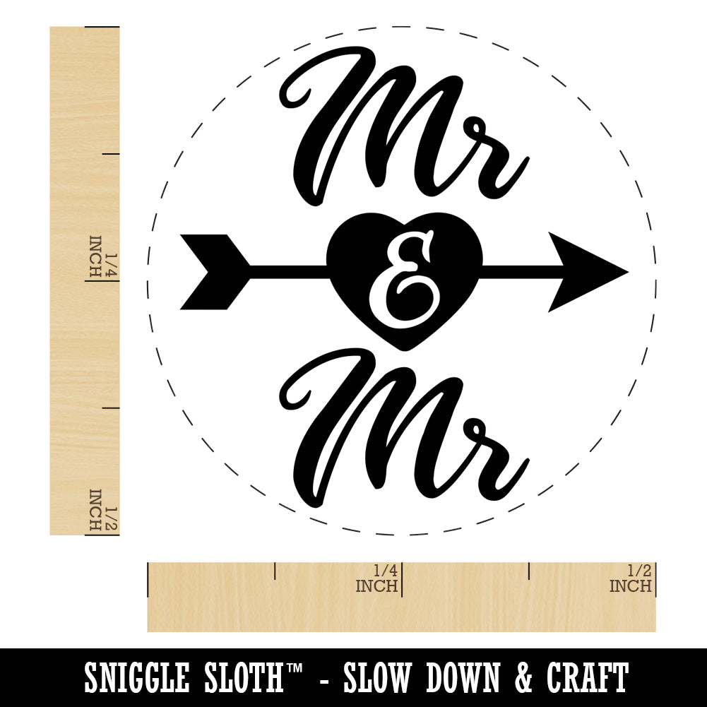 Mr and Mr Heart and Arrow Wedding Self-Inking Rubber Stamp for Stamping ...