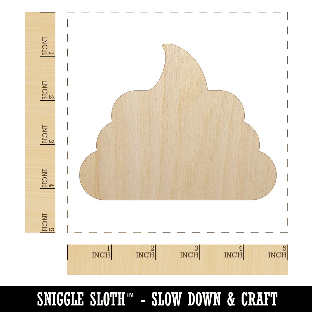 Poop Symbol Emoticon Solid Unfinished Wood Shape Piece Cutout for DIY ...