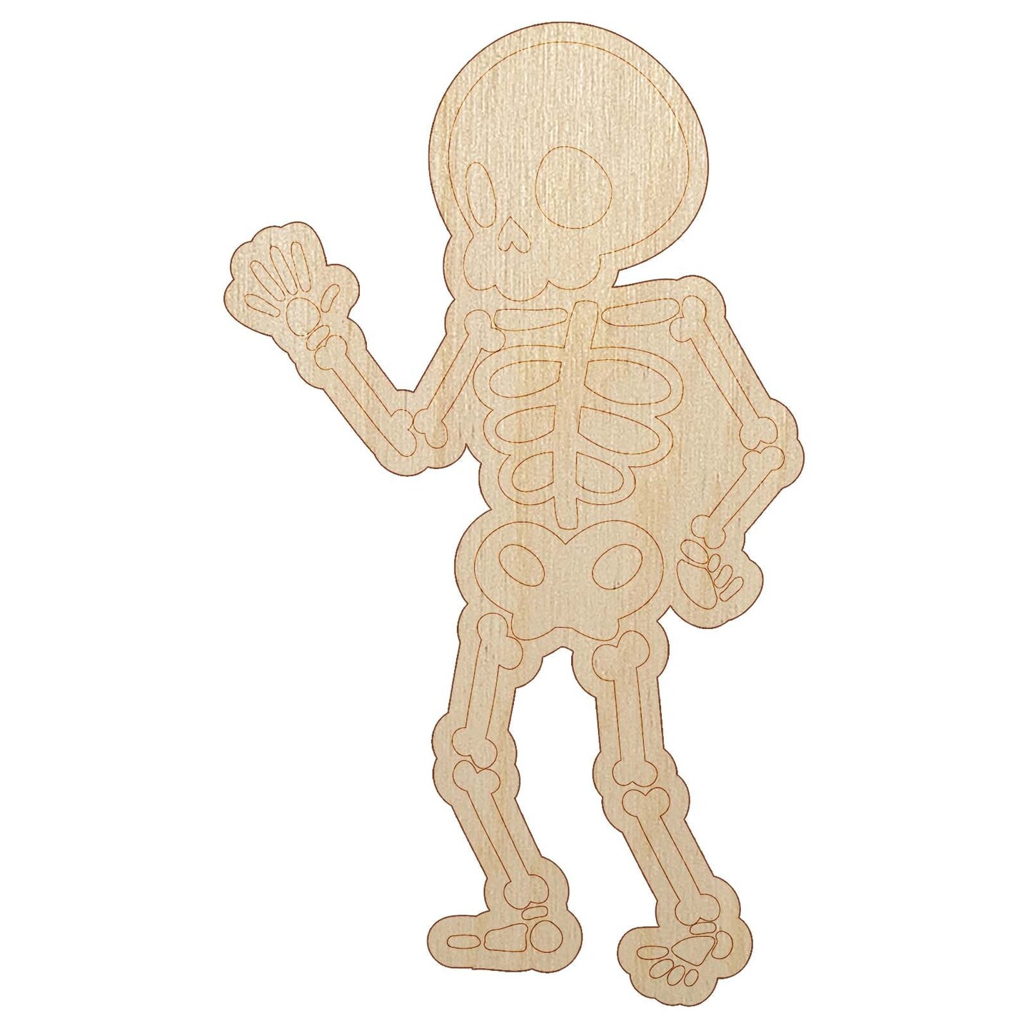 Cute Skeleton Waving Unfinished Wood Shape Piece Cutout for DIY Craft ...