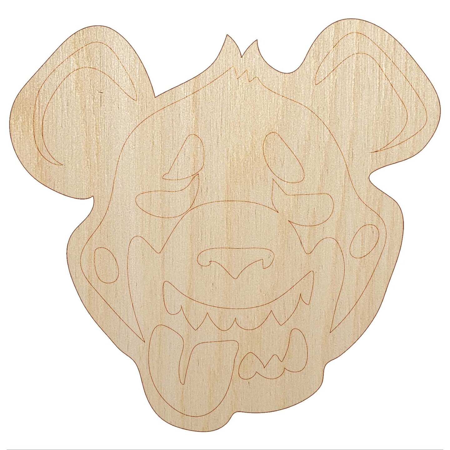 Smiling Spotted Hyena Head Unfinished Wood Shape Piece Cutout for DIY ...