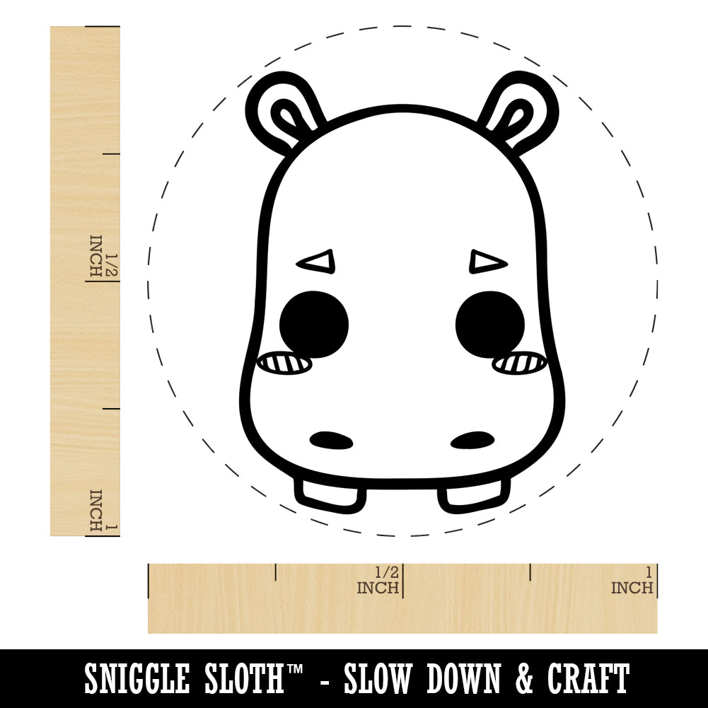 Charming Kawaii Chibi Hippopotamus Face Blushing Cheeks Self-Inking ...