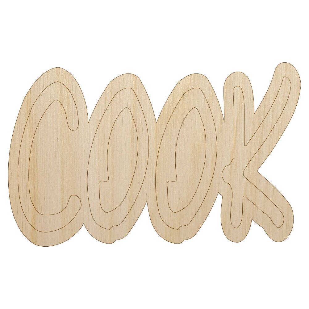 Cook Fun Text Unfinished Wood Shape Piece Cutout for DIY Craft Projects ...