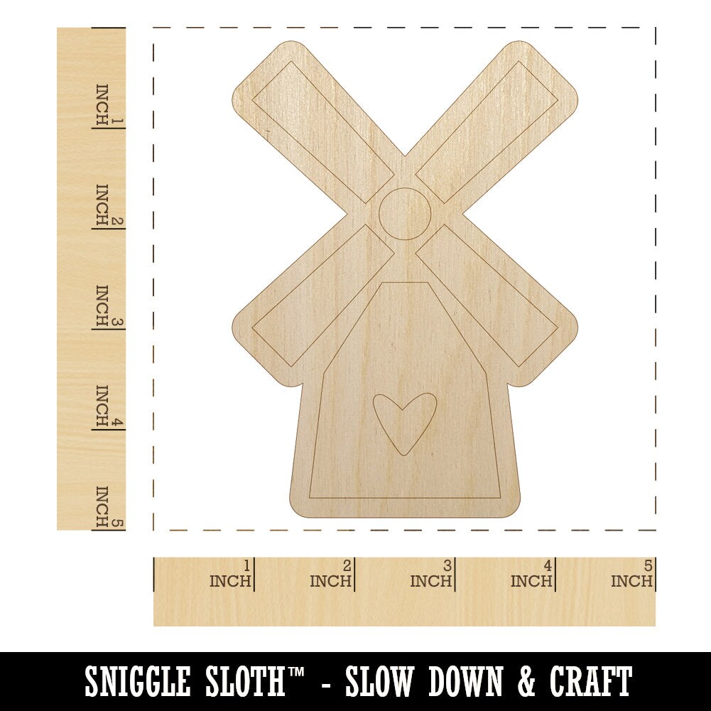 Windmill with Heart Netherlands Holland Unfinished Wood Shape Piece ...
