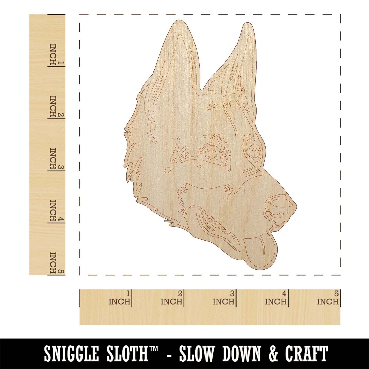 German Shepherd Dog Head Unfinished Wood Shape Piece Cutout for DIY ...