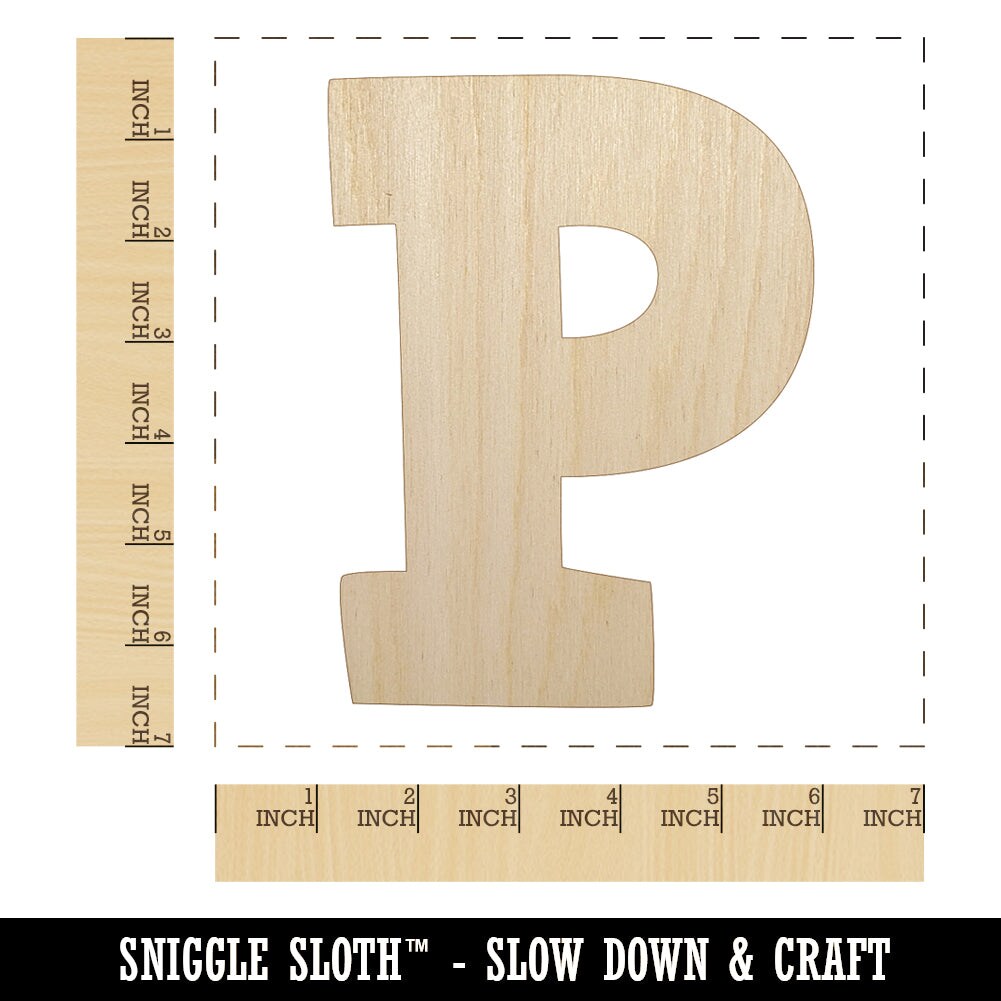 Letter P Uppercase Fun Bold Font Unfinished Wood Shape Piece Cutout for ...