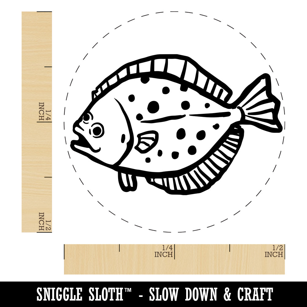 Flounder Halibut Flat Spotted Fish Self-Inking Rubber Stamp for ...